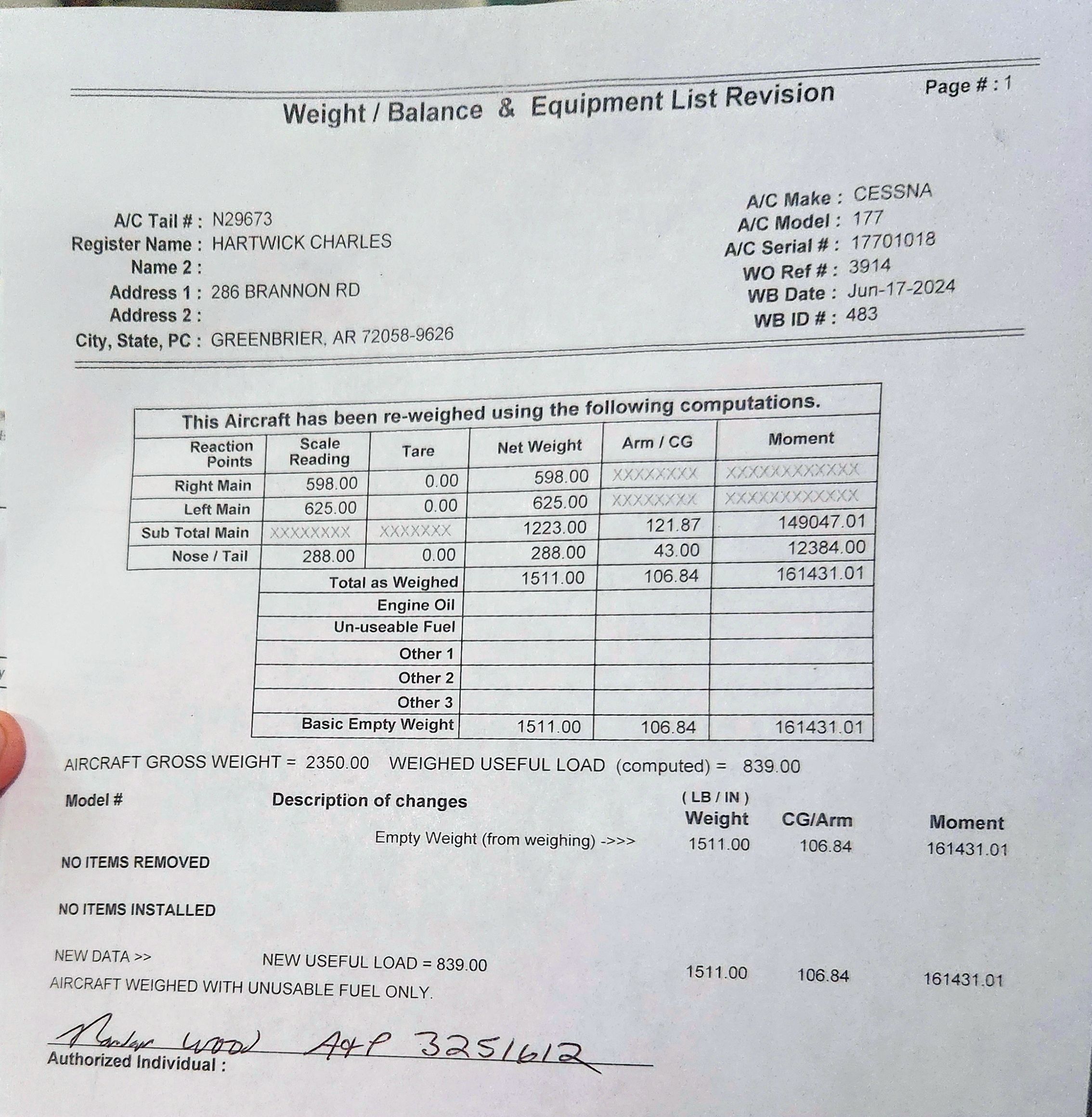 68 Cardinal FG N29673